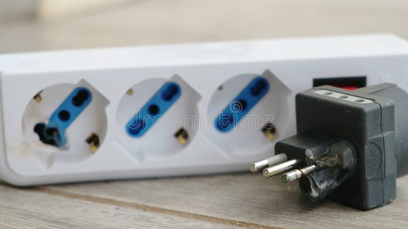 A Burnt Power Strip Melted Plastic for Electrocution Danger Stock Video ...
