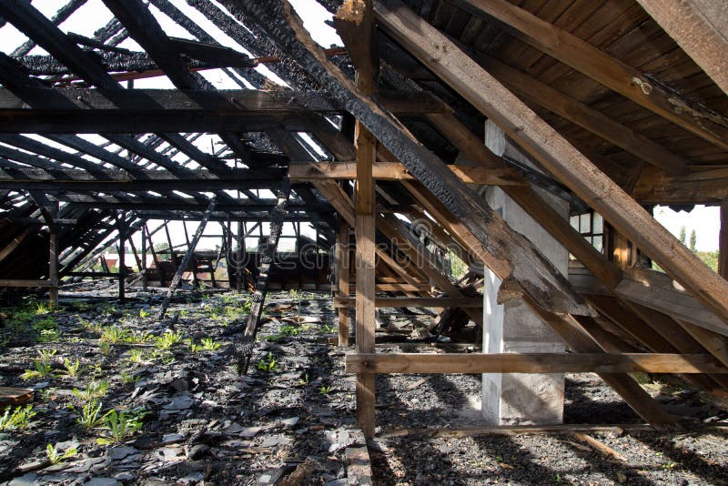 Burnt roof stock photo. Image of black, damage, empty - 45602478