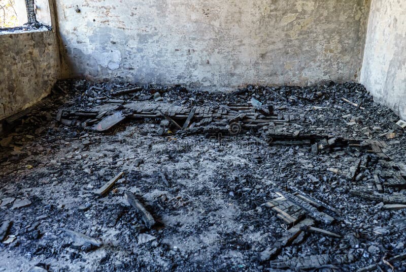 Burnt Room Interiors after Fire Stock Image - Image of horror ...