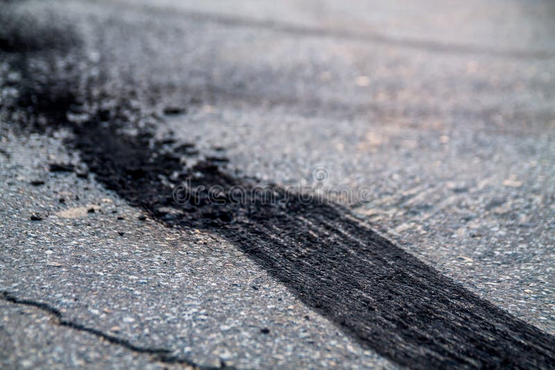 Burnt Rubber Traces on Asphalt Stock Image - Image of horizon, design ...