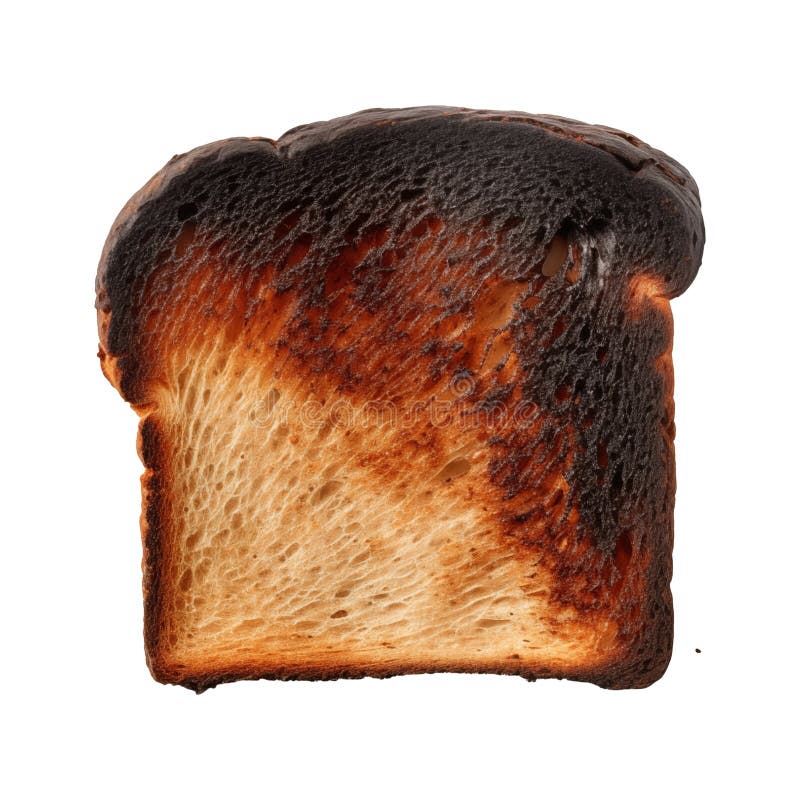 A Burnt Slice of Bread is Cut Out on a Transparent Background. a ...