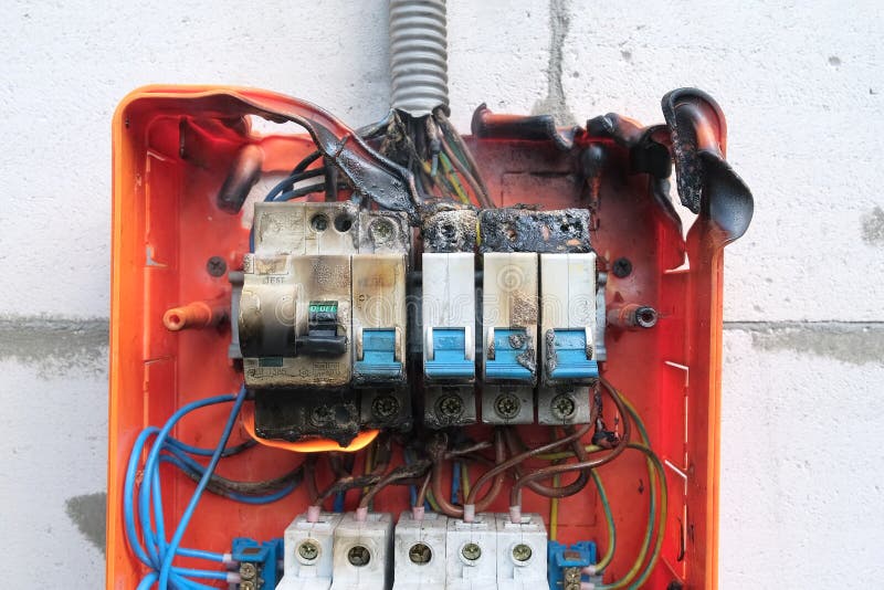 Burnt Switchboard from Overload or Short Circuit. Stock Photo - Image ...