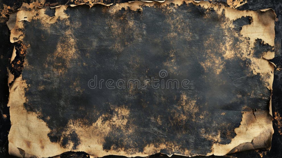 Burnt and Tattered Paper with Black Background Stock Illustration ...