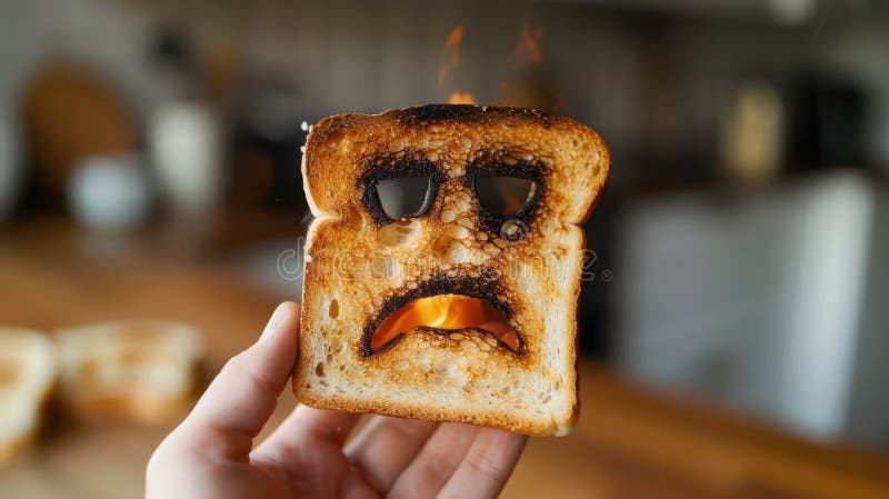 The Burnt Toast Face.AI Generated Image Stock Image - Image of hand ...