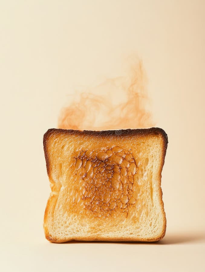 Burnt Toast with Steam on Beige Background, Perfect Breakfast Image ...