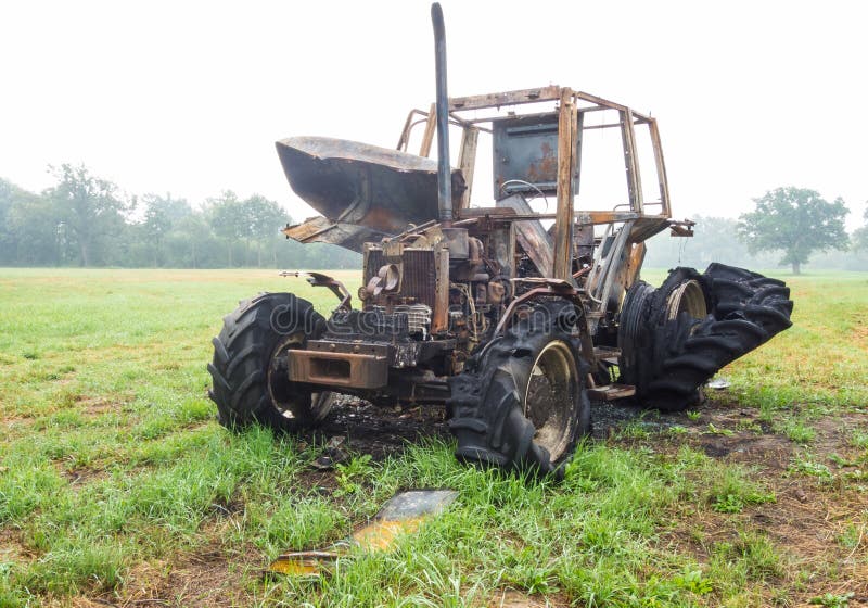 Burnt tractor stock image. Image of hood, exhaust, bonnet - 32867363