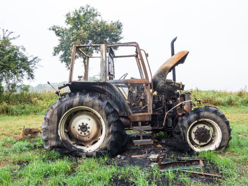 Burnt tractor stock photo. Image of rust, burned, hood - 32868182