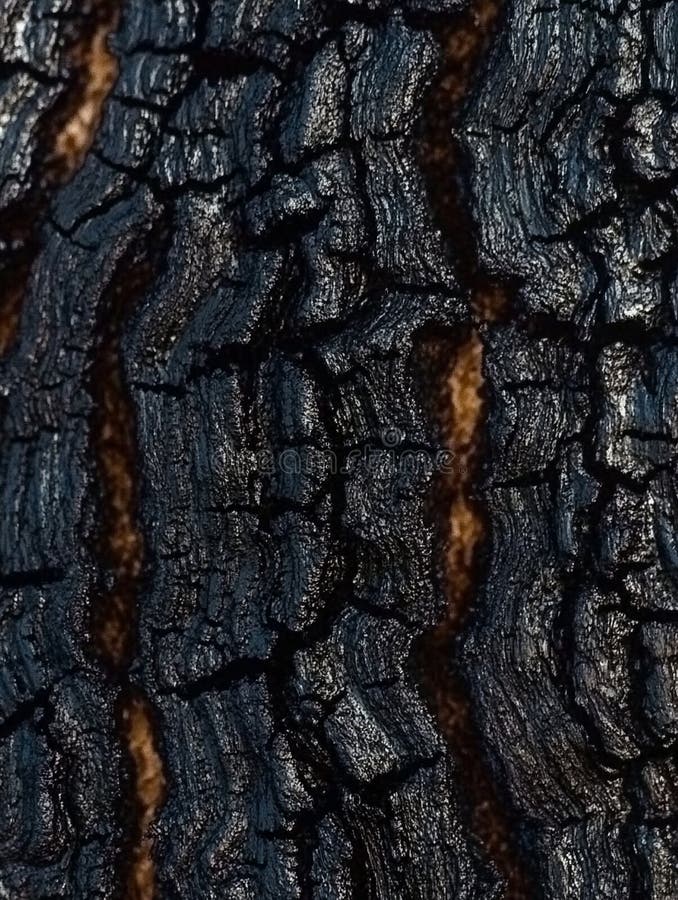 Burnt Tree Bark Closeup with Cracked Patterns Generated AI Stock ...