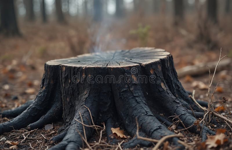 Burnt Tree Stump, Aftermath of Agricultural Waste Burning ...