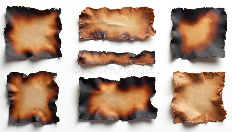 Burnt Vintage Paper Textures Set for Creative Projects. Collection of ...