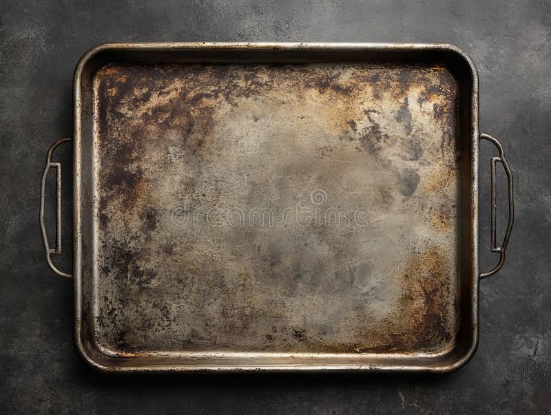 A Burnt and Weathered Baking Sheet, Symbolizing the Task of Cleaning ...