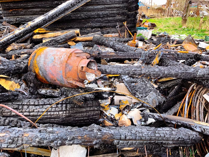 Burnt wooden house stock image. Image of grunge, exterior - 147497431