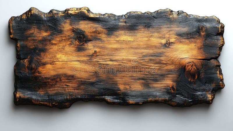 Burnt Wooden Signboard with Textured Surface and Natural Edges Stock ...