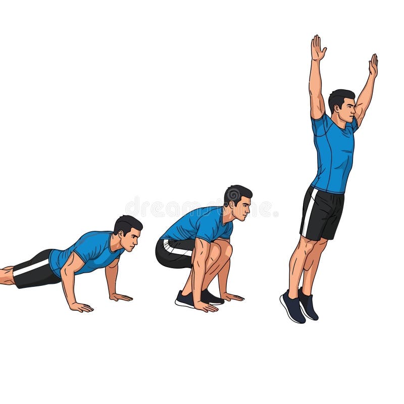 Burpee Exercise Steps Vector Illustration Stock Vector - Illustration ...