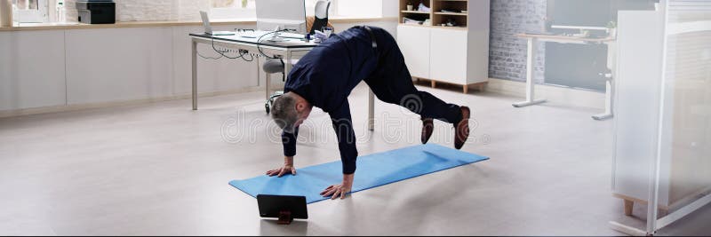 Burpee Training Exercise in Office Stock Photo - Image of manager ...