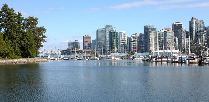 Burrard Inlet Marina & Vancouver BC Skyline. Picture Image: 21058962