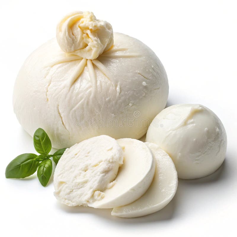 Burrata Vs Mozzarella Isolated on White Background Stock Illustration ...