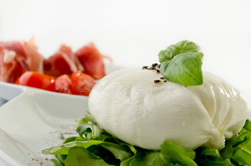 Burrata stock image. Image of prosciutto, salad, appetizer - 31700439