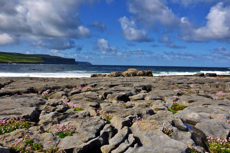 Burren Limestone Beach by West Coast of Ireland Stock Image - Image of ...