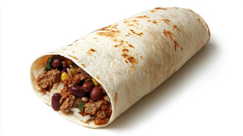 A Burrito with Beans and Meat Stock Illustration - Illustration of meat ...