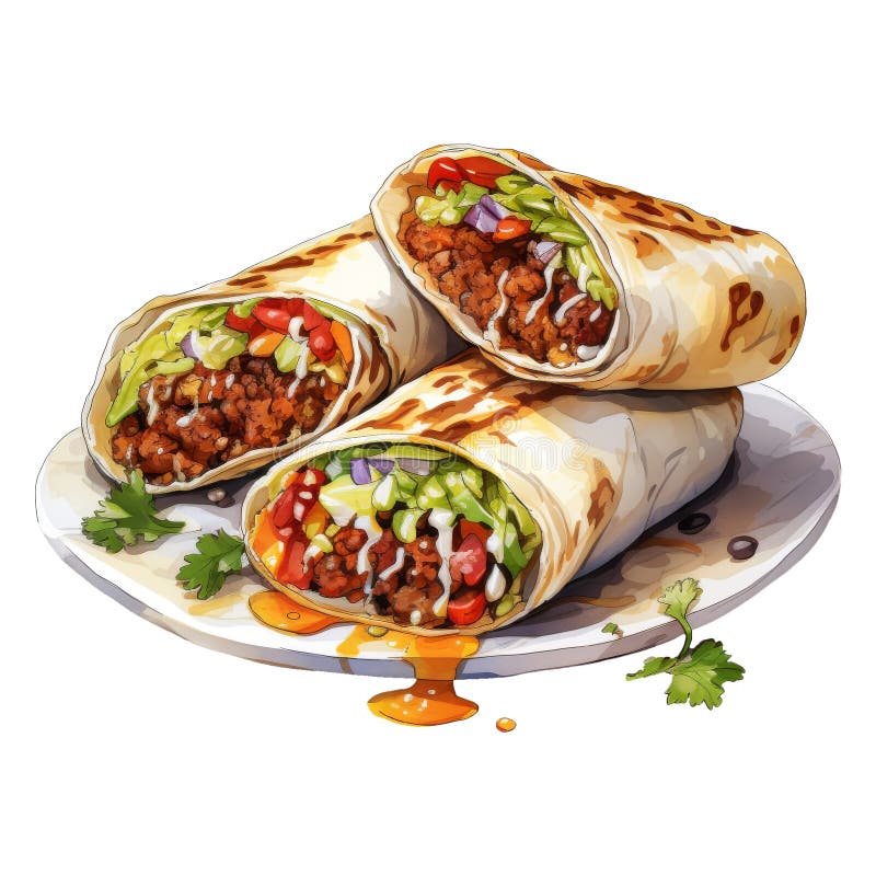 Burrito Display Ready for Devouring Stock Photo - Illustration of ...