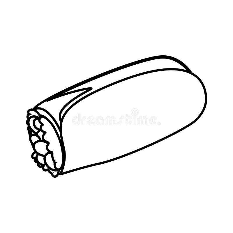 Burrito Fast Food Icon Outline Vector. Isolated on White Background ...