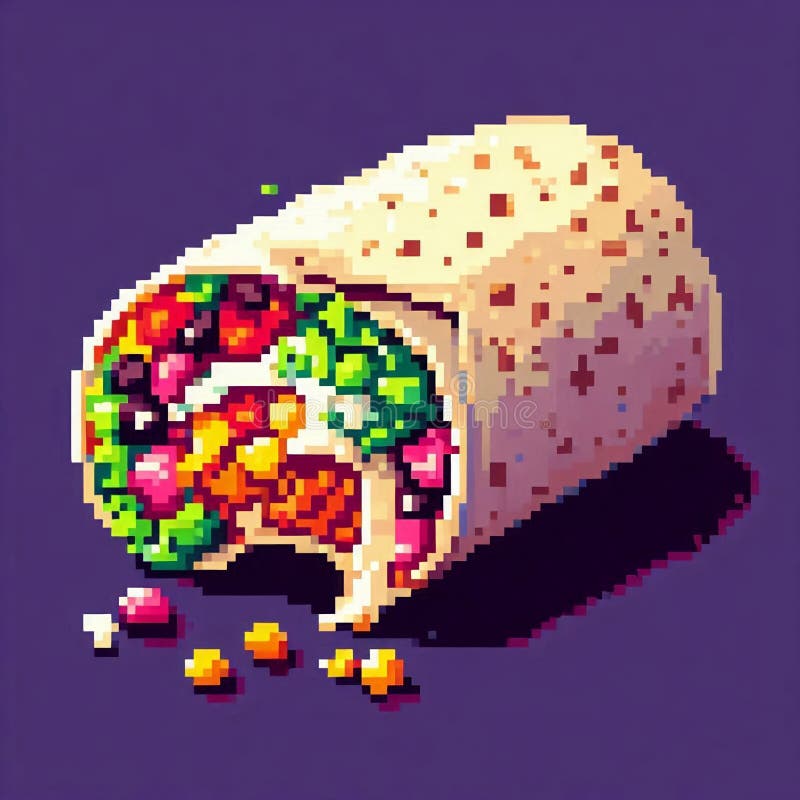 Burrito Food Illustrator Design,pixel Art Stock Illustration ...