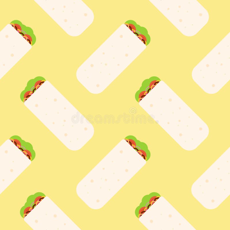 Burrito Seamless Pattern Flat Design Vector Illustration Stock Vector ...