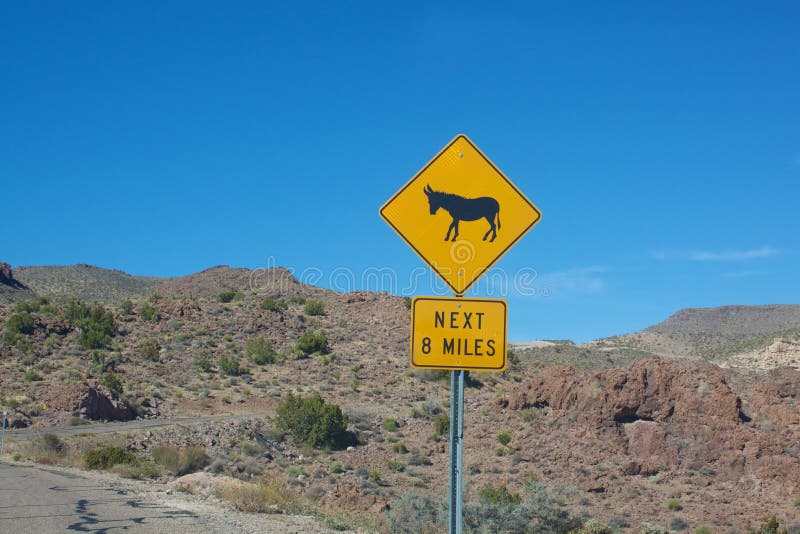 Burro Crossing Sign stock image. Image of arizona, oatman - 38377137
