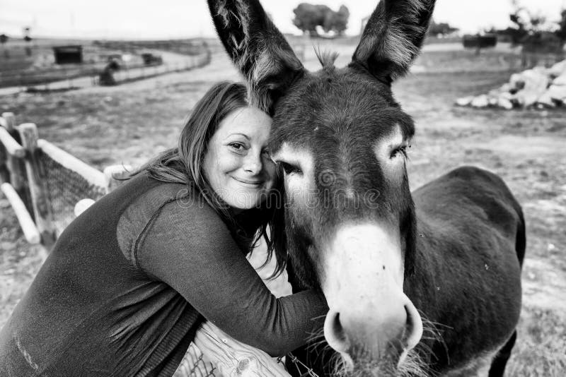 Mujer con el burro foto de archivo. Imagen de campo, rural - 53668540