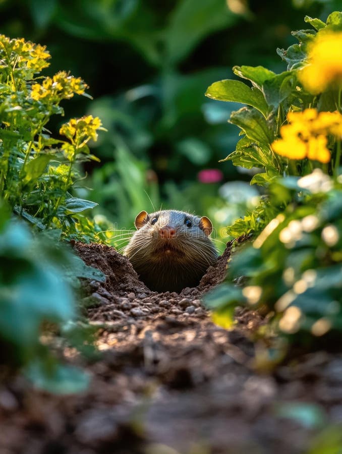 Burrowing Rodent in Garden Soil Stock Photo - Image of wildlife, mammal ...