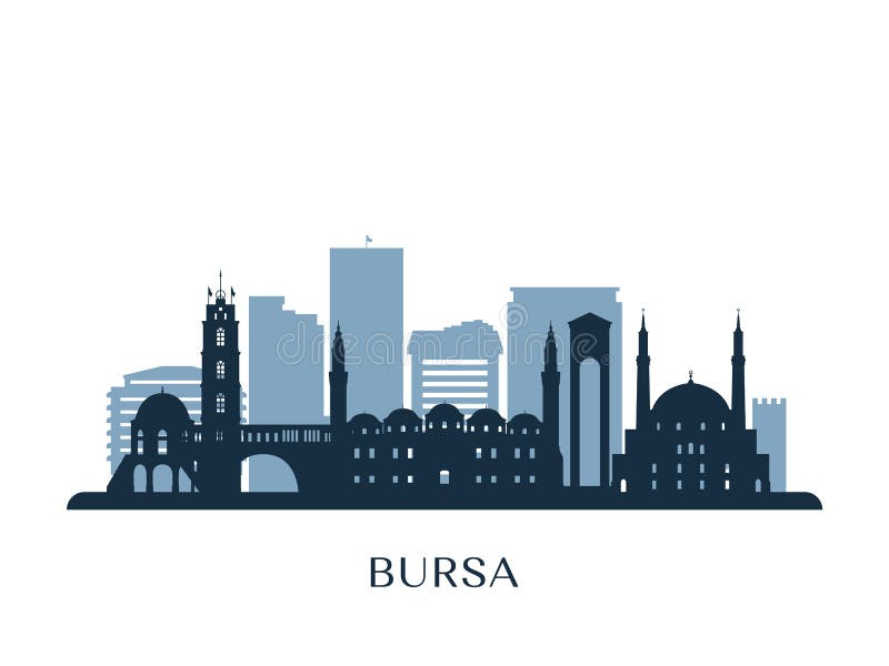 Bursa Skyline and Landmarks Silhouette Stock Vector - Illustration of ...