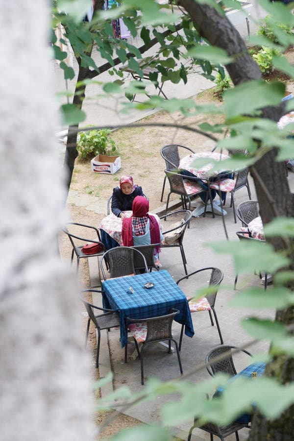 BURSA, TURKEY - MAY 22, 2014 - People Relax in the Tea Garden of ...