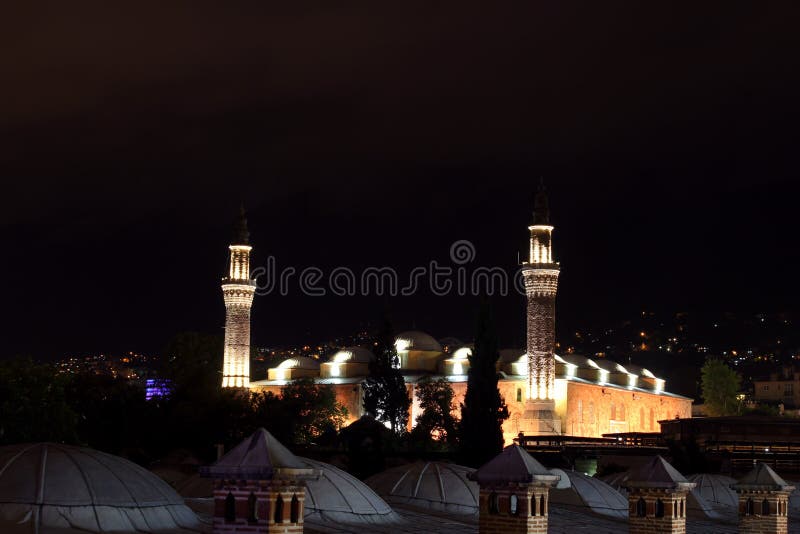 Bursa Ulu Cami Night View, Turkey Stock Image - Image of islam ...