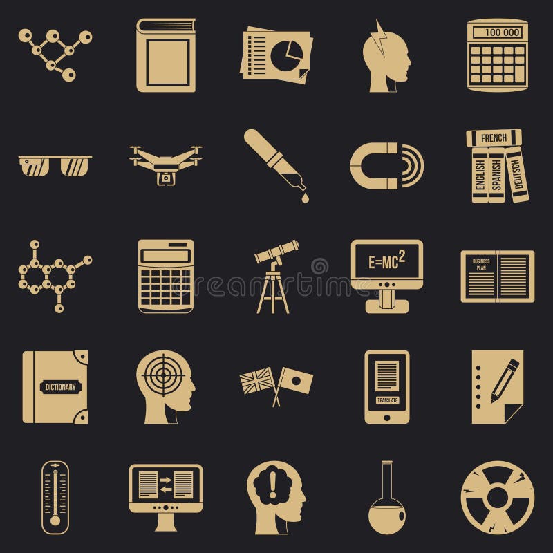 Bursary Icons Set, Simple Style Stock Vector - Illustration of bulb ...