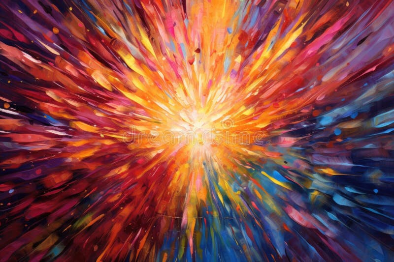 Burst of Abstract Colors Radiating from a Central Point, Evoking a ...