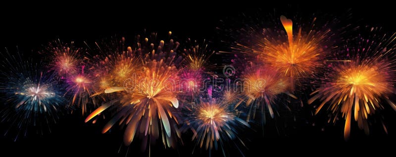 Burst of Abstract Fireworks on a Dark Background, Illuminating the ...