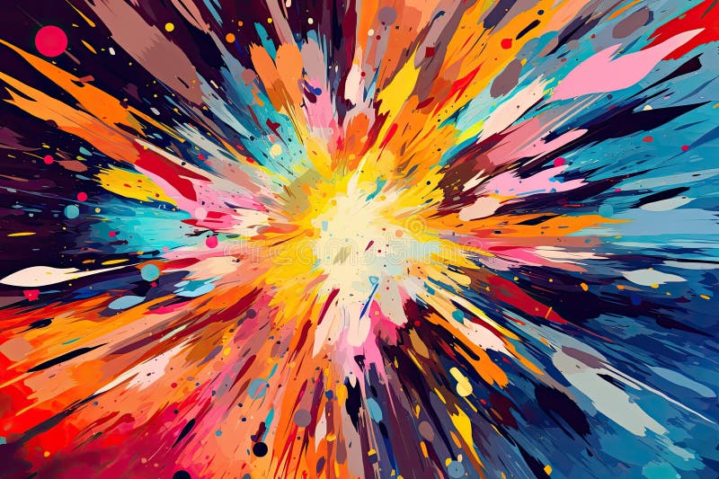 Burst of Abstract Shapes and Lines on a Colorful Background ...