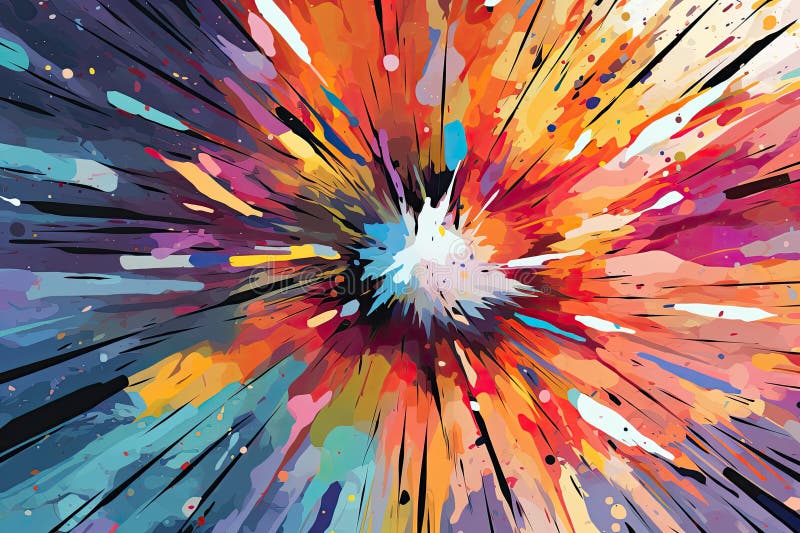 Burst of Abstract Shapes and Lines on a Colorful Background ...