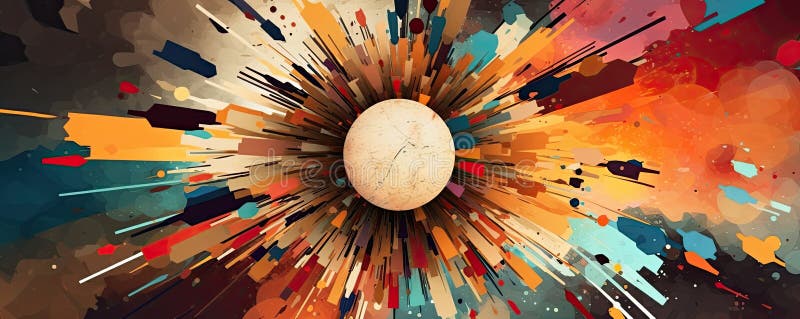 Burst of Abstract Shapes and Lines on a Colorful Background ...