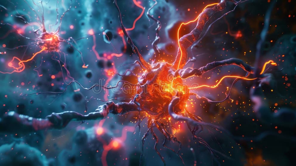 A Burst of Activity at the Synapse As the Neuron Fires and Releases Its ...