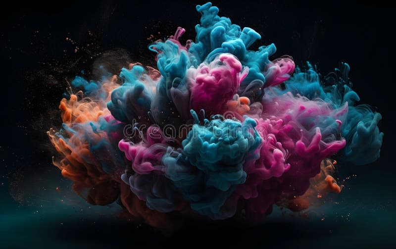 Burst of Blue and Pink Colors, Paint and Ink Explosion, Generative AI ...