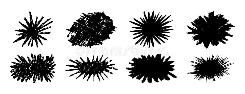 Burst Brush Strokes Vector Set. Grunge Exploding Shape Text Boxes Stock ...