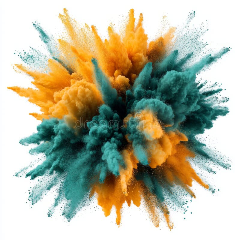 A Burst of Colored Dust Particles is Created As Yellow and Green Powder ...