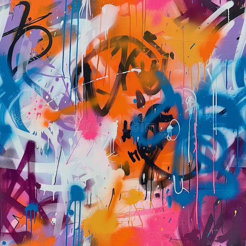 A Burst of Colorful Graffiti Artistry on a Clean White Wall Stock ...