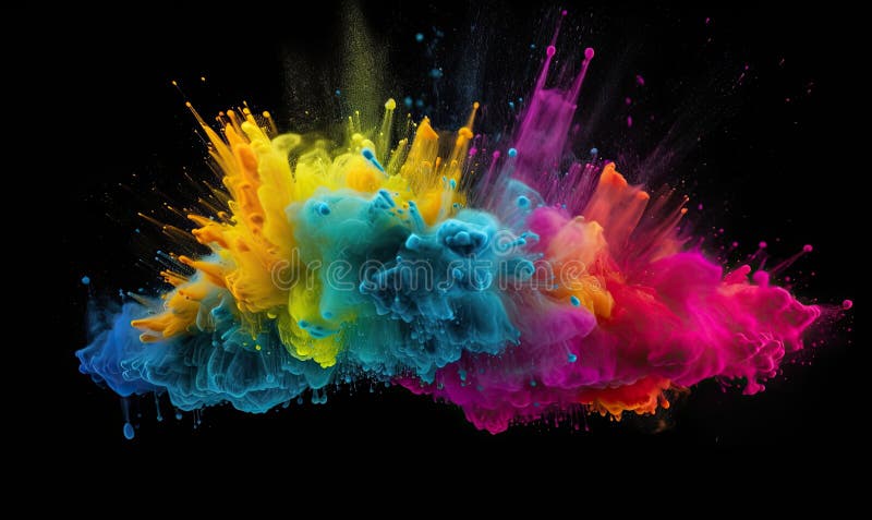 Burst of Colorful Paint Powder Explosion Effect Creating Using ...