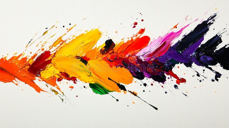 A Burst of Colorful Paint Splashes Across a White Canvas, Forming an ...