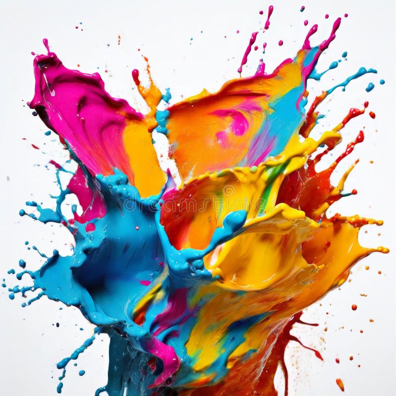 A Burst of Colorful Paint Splashing Across a Canvas Creating a Stock ...