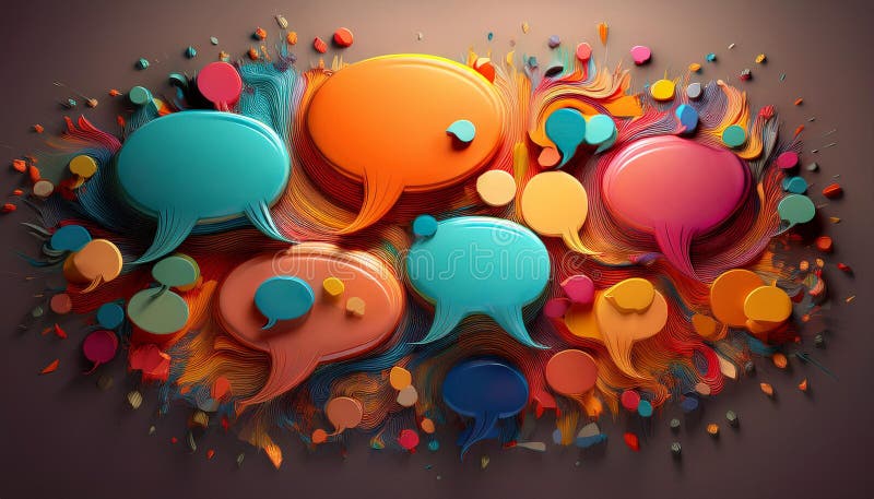 A Burst of Colorful Speech Bubbles of Various Sizes Represents ...