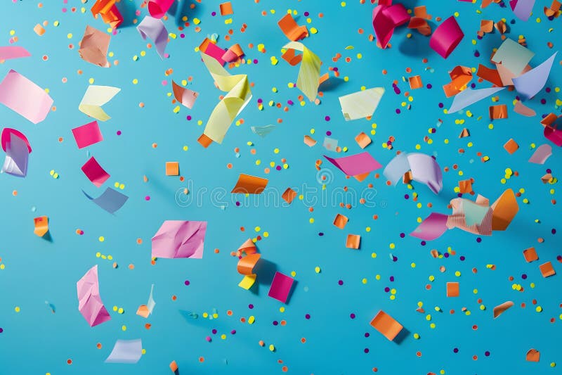A Burst of Confetti Flying on a Blue Background Evoking Joy and ...